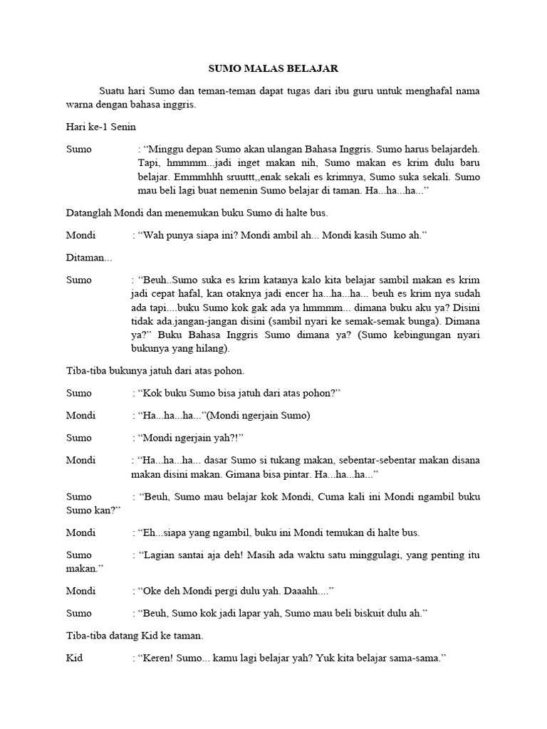 Naskah - SUMO MALAS BELAJAR | PDF