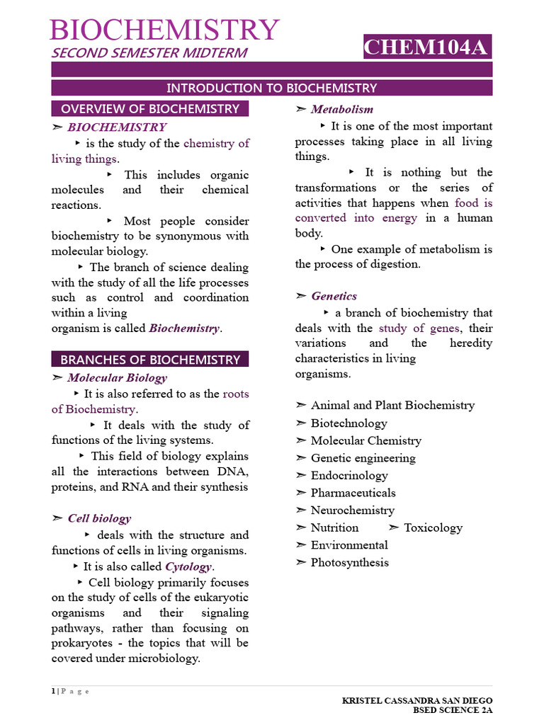 Biochemistry Midterm | PDF | Cell (Biology) | Carbohydrates