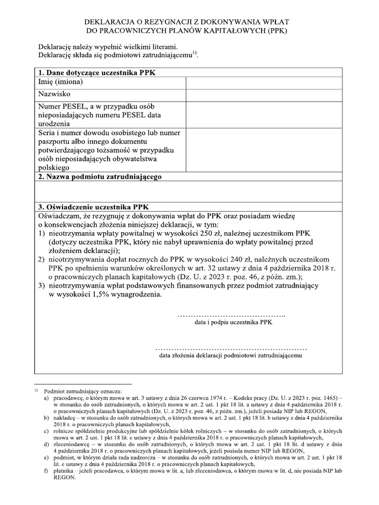 PPK - Rezygnacja | PDF
