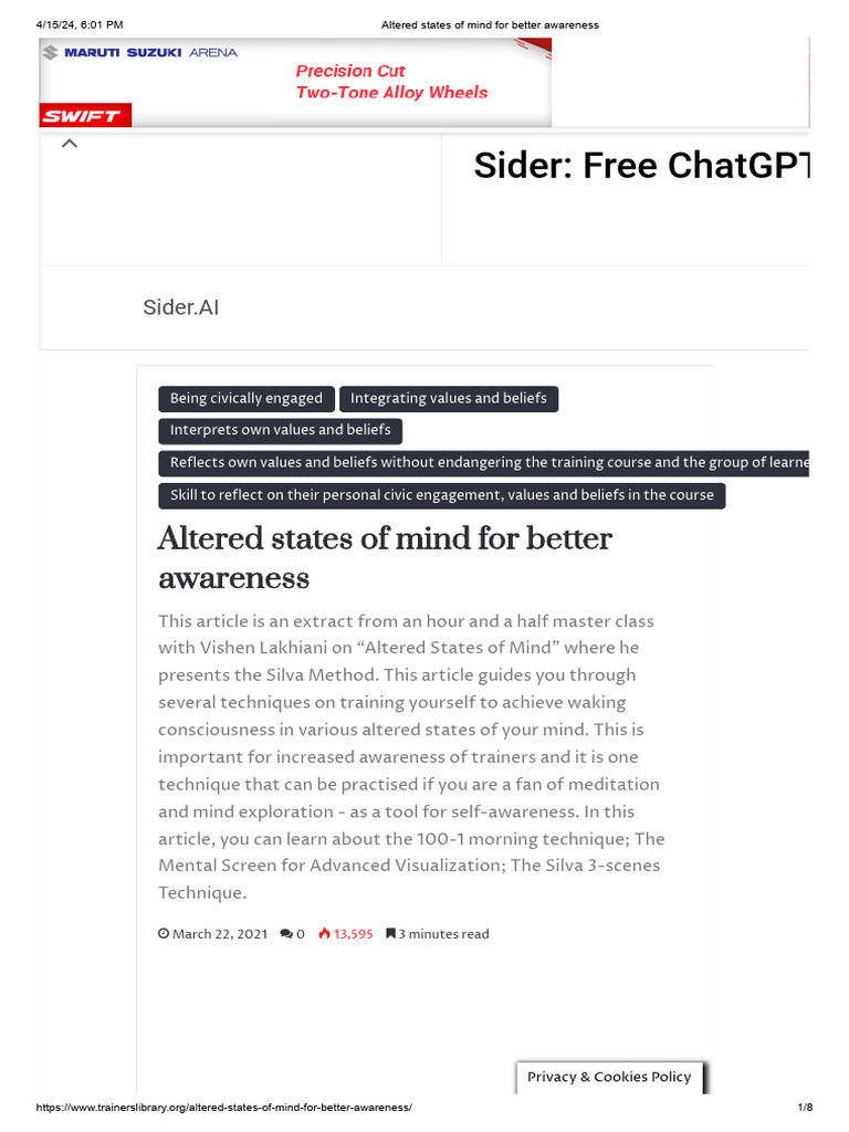 Altered States of Mind For Better Awareness | PDF | Mind | Awareness