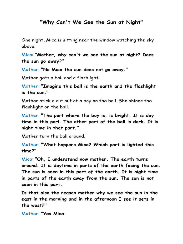 Why Can't We See The Sun at Night | PDF