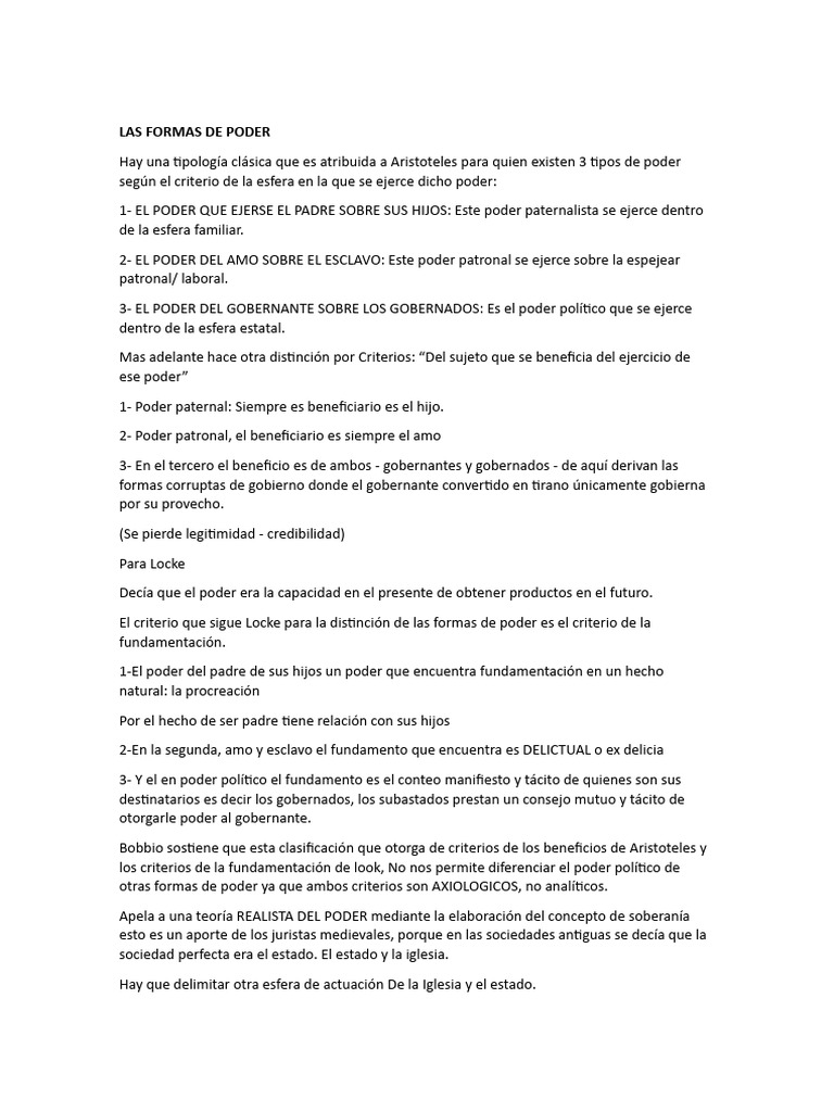 Tipos de Poder Político según Aristóteles | PDF | Estado (política ...