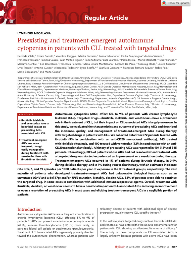 Cytopenias in Patients With CLL | PDF | Cohort Study | Clinical Medicine