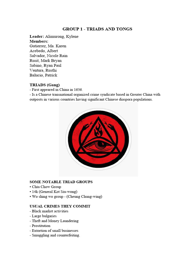 Triads and Tongs: Crime Syndicates | PDF | Organized Crime | Secret ...