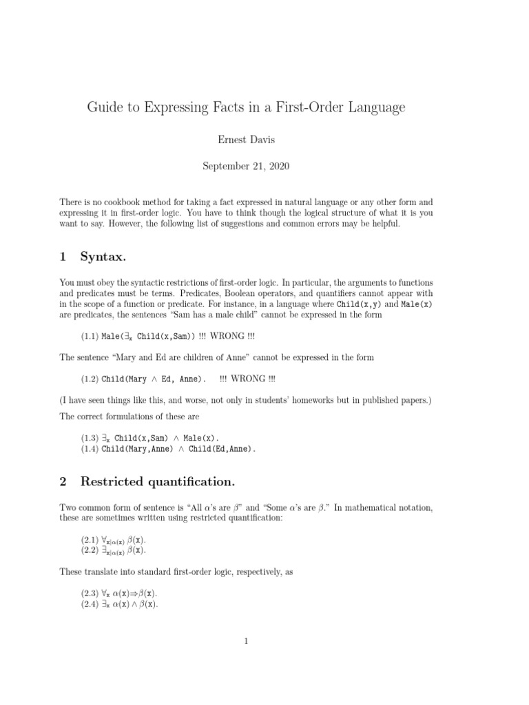 folguide | PDF | First Order Logic | Logic