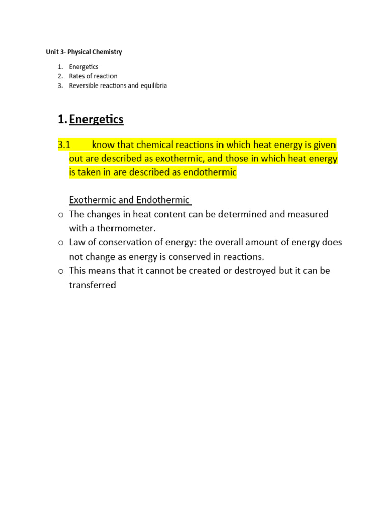 Unit 3 Physical Chemistry | PDF | Chemical Reactions | Heat