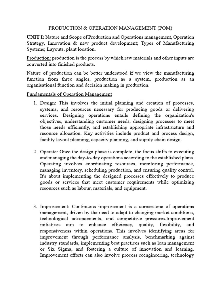 Production and Operations Management Guide | PDF | Strategic Management ...