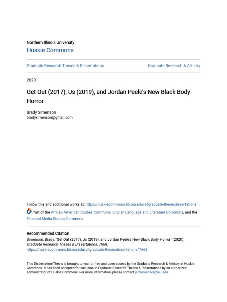 Get Out (2017) Us (2019) and Jordan Peeles New Black Body Horror | PDF ...