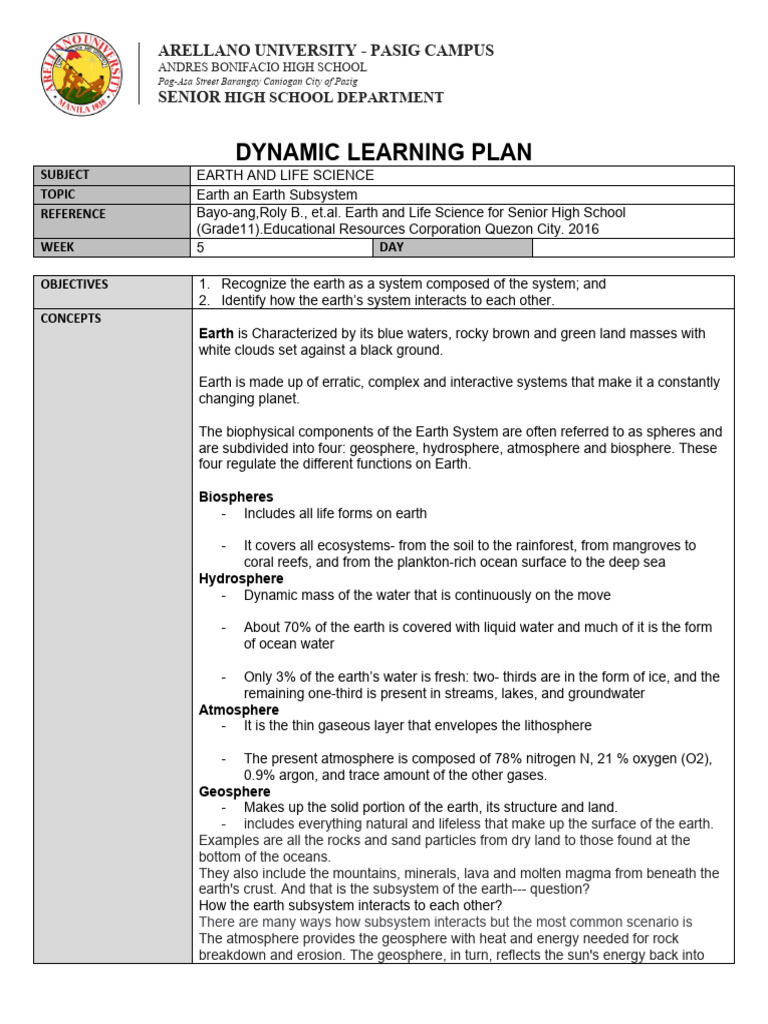 5 Earth and Earth System | PDF | Earth Sciences | Earth