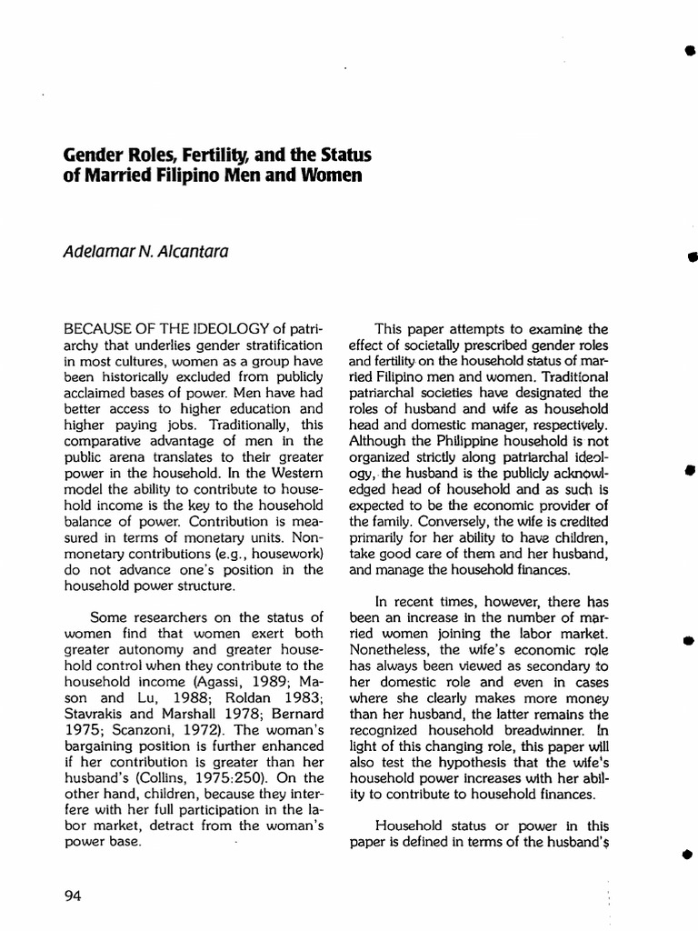 Gender Roles and Household Status in the Philippines | PDF | Marriage ...