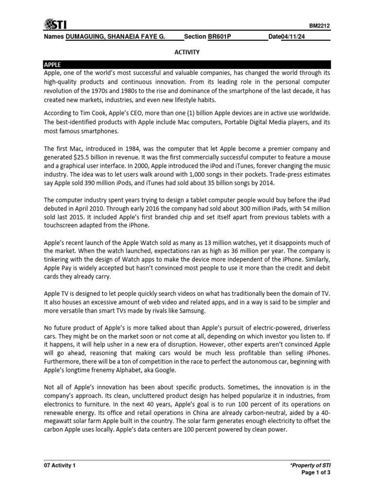 07 Activity 1 Arg Pdf Apple Inc Tablet Computer