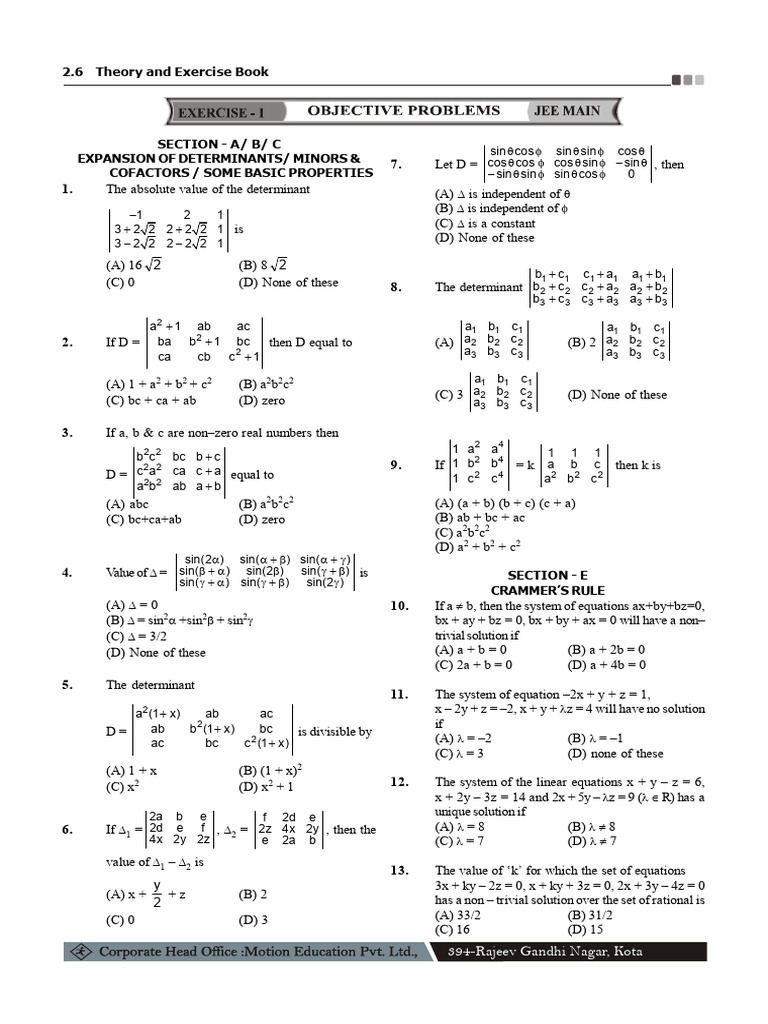 Determinant | PDF | Equations | System Of Linear Equations Determinant | PDF | Equations | System Of Linear Equations