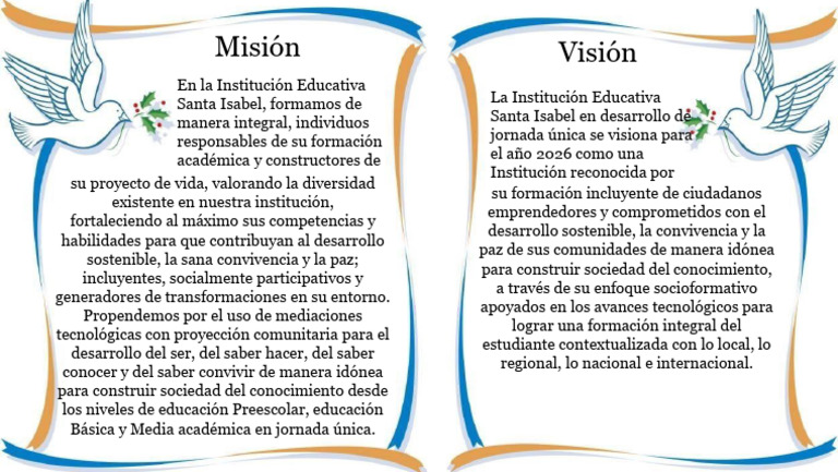 Misión y Visión del Colegio Santa Isabel | PDF