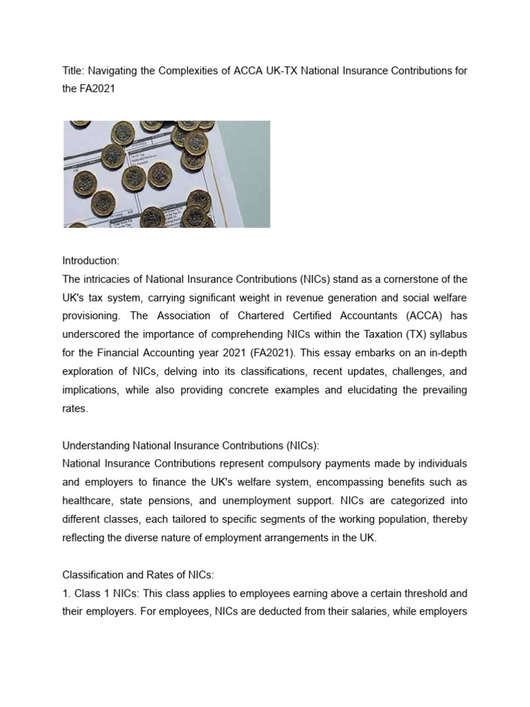 Navigating The Complexities of ACCA UK-TX National Insurance ...