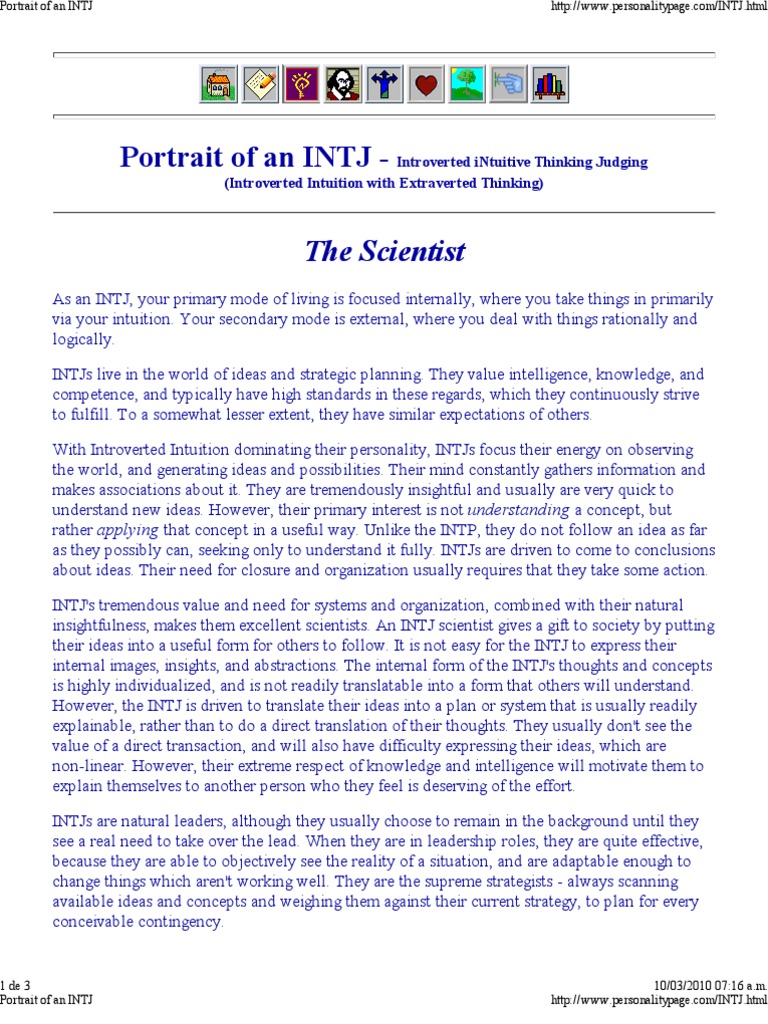 Portrait of An INTJ | PDF | Intuition | Leadership