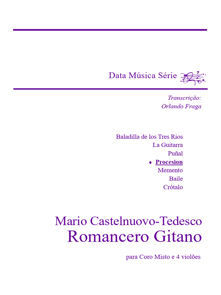 Mario Castelnuovo-Tedesco: Romancero Gitano 4 - Procesión | PDF