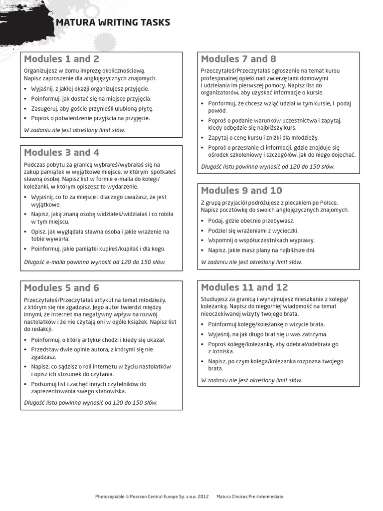 Matura Writing Tasks | PDF