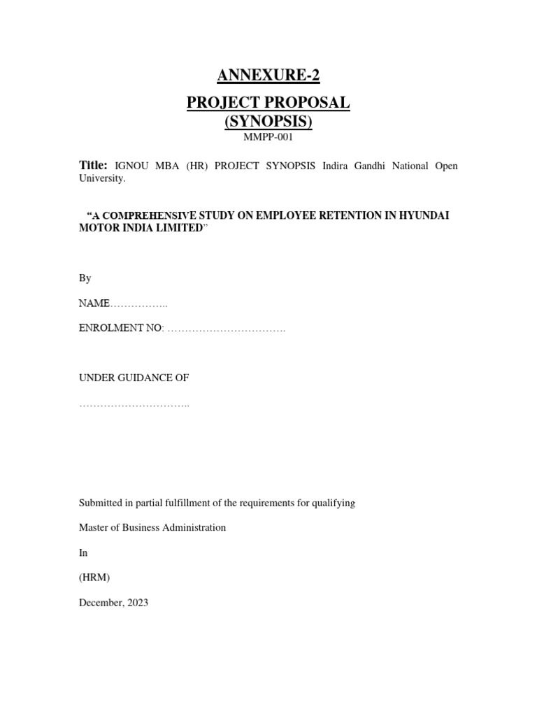 IGNOU MBA (HR) MS100 Project Synopsis Sample | Download Free PDF ...