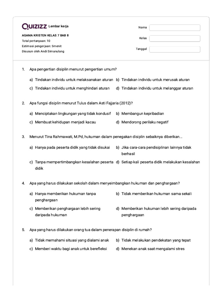 Fungsi Disiplin Menurut Tulus Fajjaria | PDF