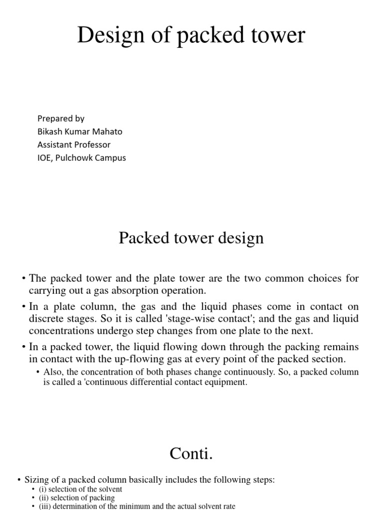 Design of packed tower | PDF | Phase (Matter) | Mole (Unit)