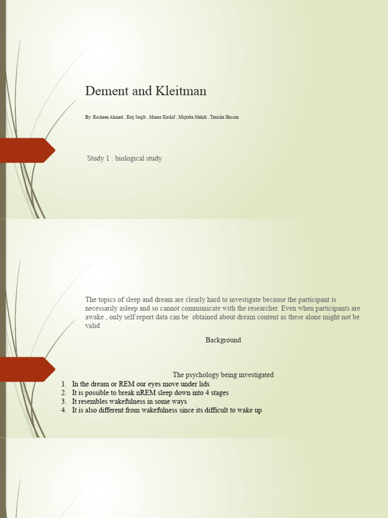 Dement and Kleitman | PDF | Sleep | Dream