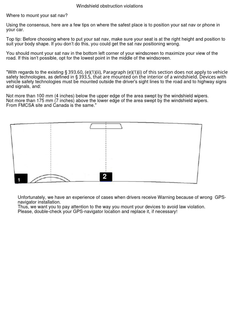 Windshield Obstruction Violations | PDF