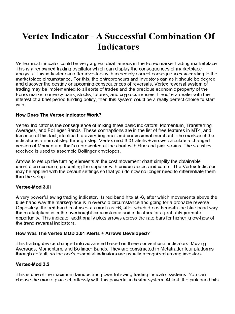 Vertex Indicator - A Successful Combination of Indicators | PDF ...