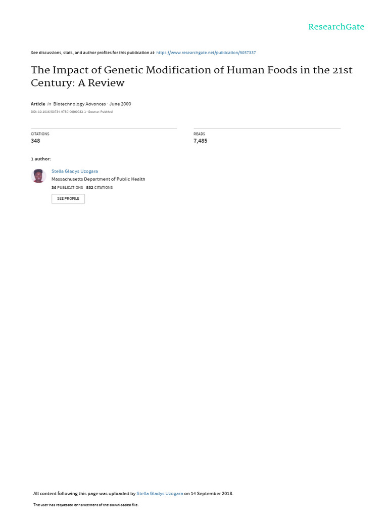 The Impact of Genetic Modification of Human Foods in The 21st Century A ...
