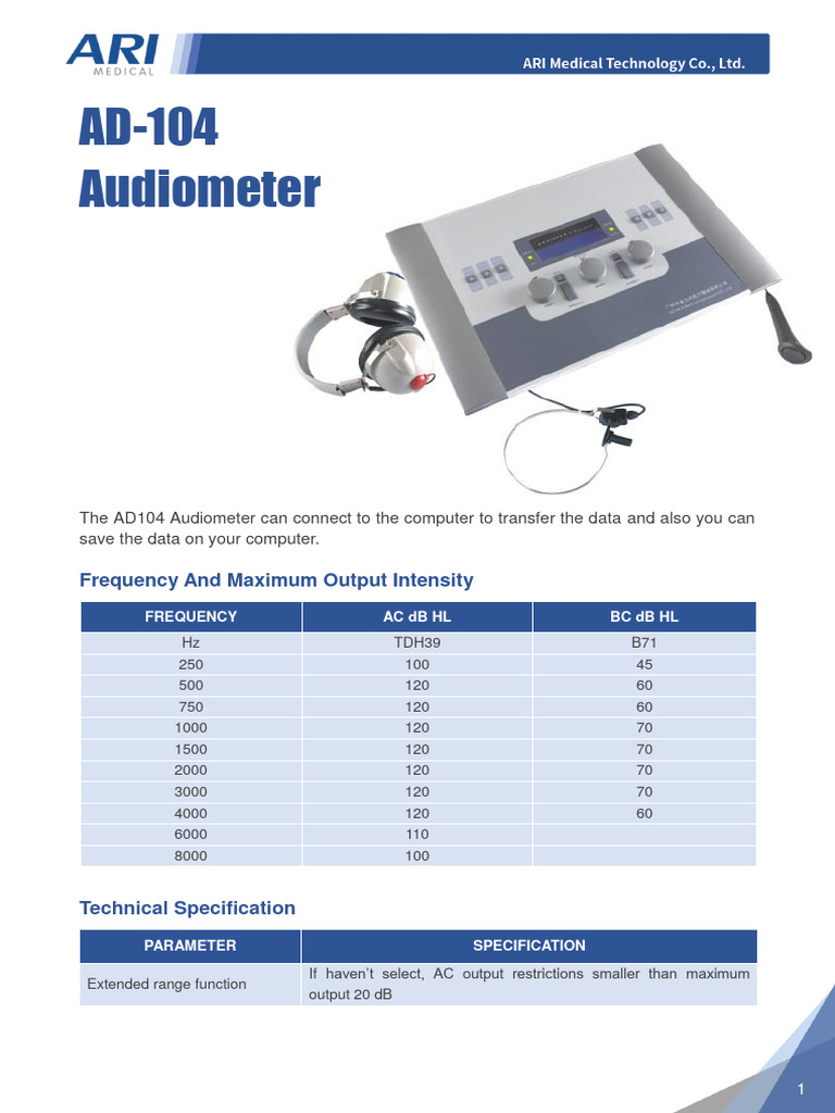 AD-104 Audiometer | Download Free PDF | Headphones | Power Supply
