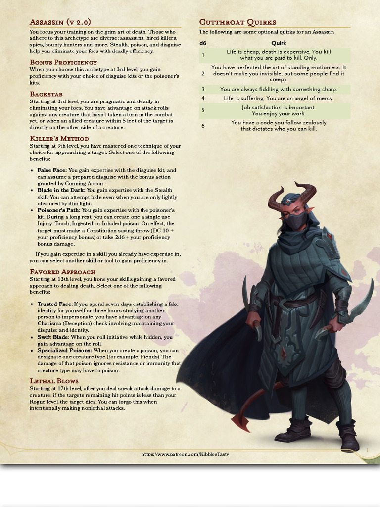 D&D 5E Assassin Subclass Guide | PDF