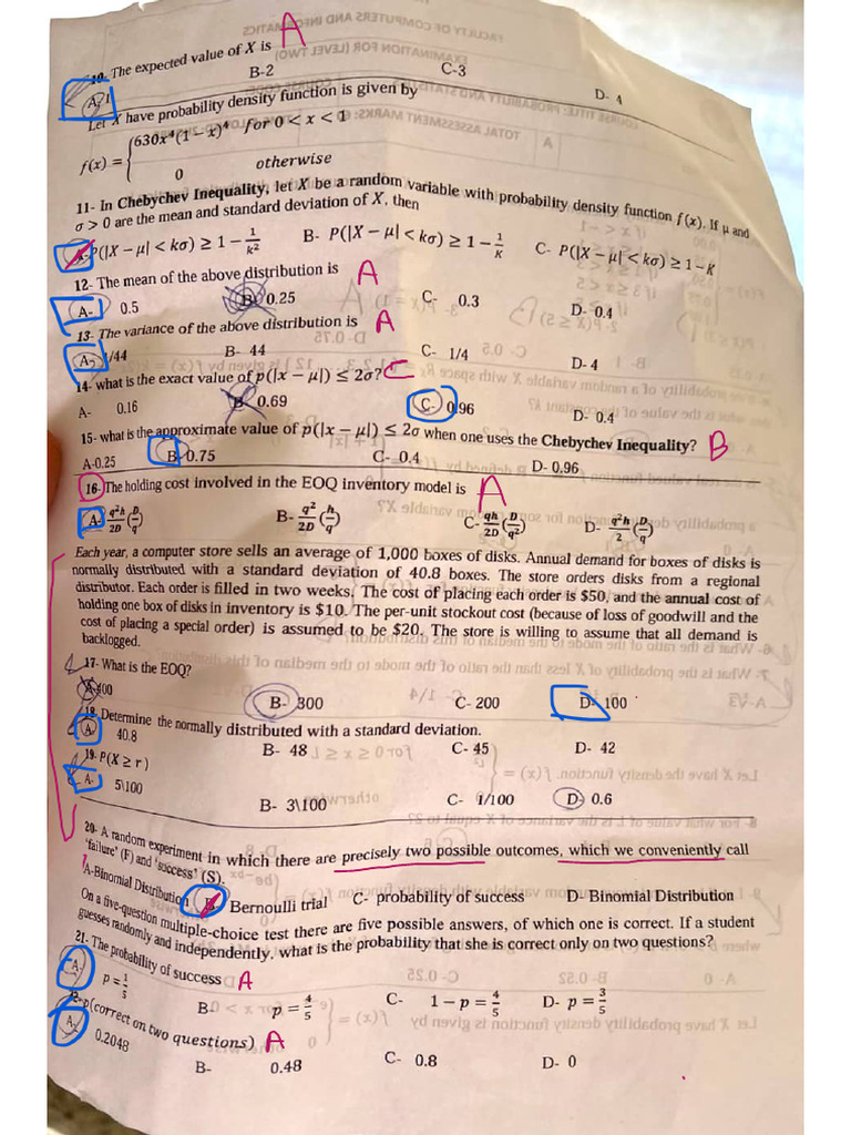 Final 2022 probability and statistics | PDF
