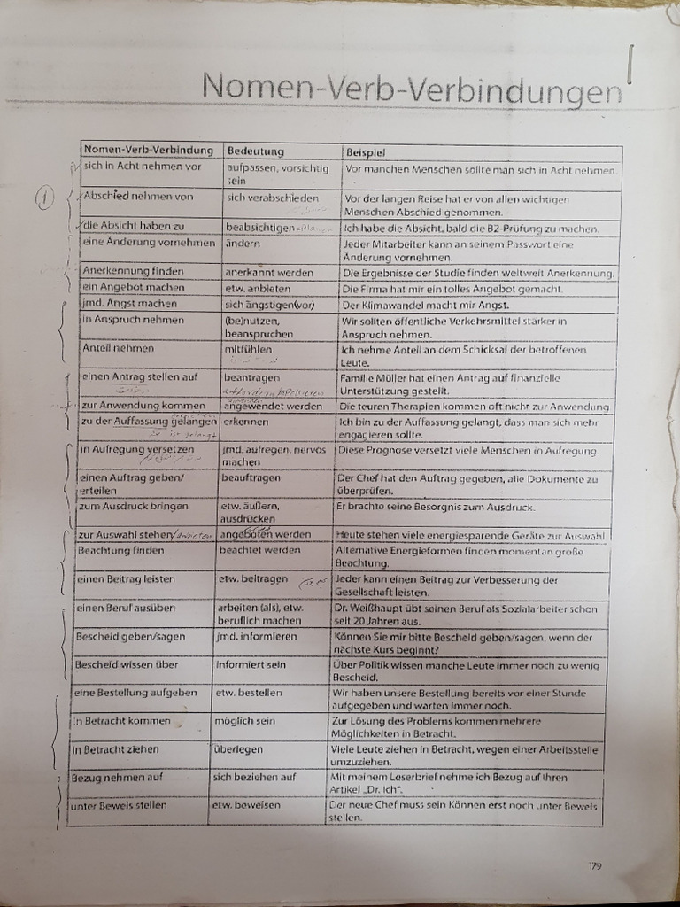 Nomen Verb Verbindungen | PDF