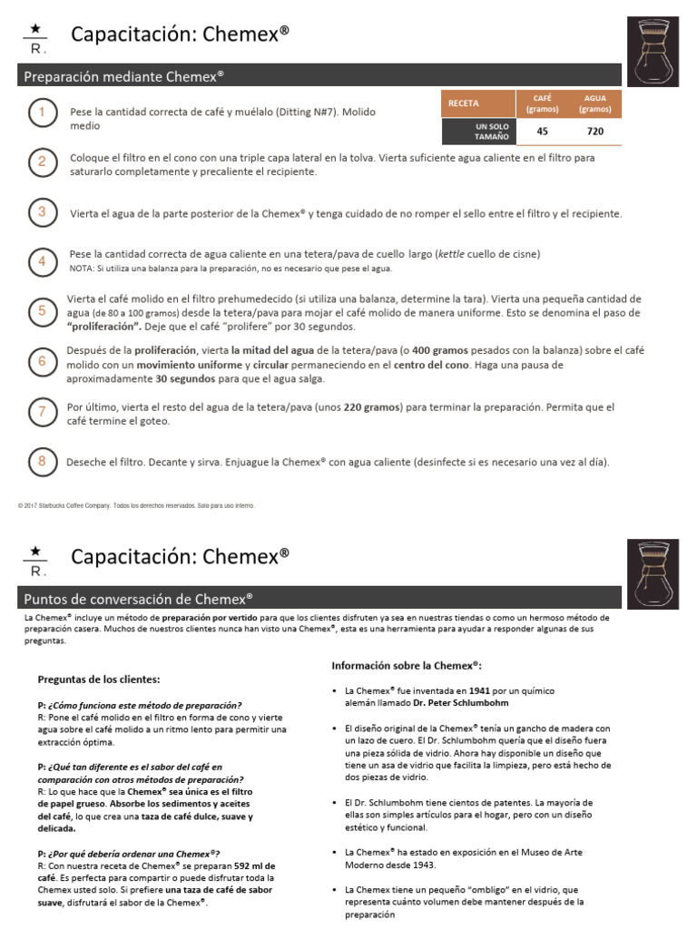 Brewing Card - Chemex | PDF | café | Agua