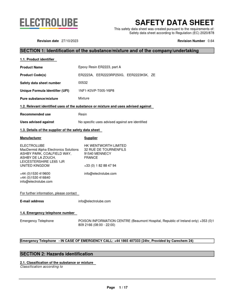 Resin MSDS | PDF | Toxicity | Personal Protective Equipment