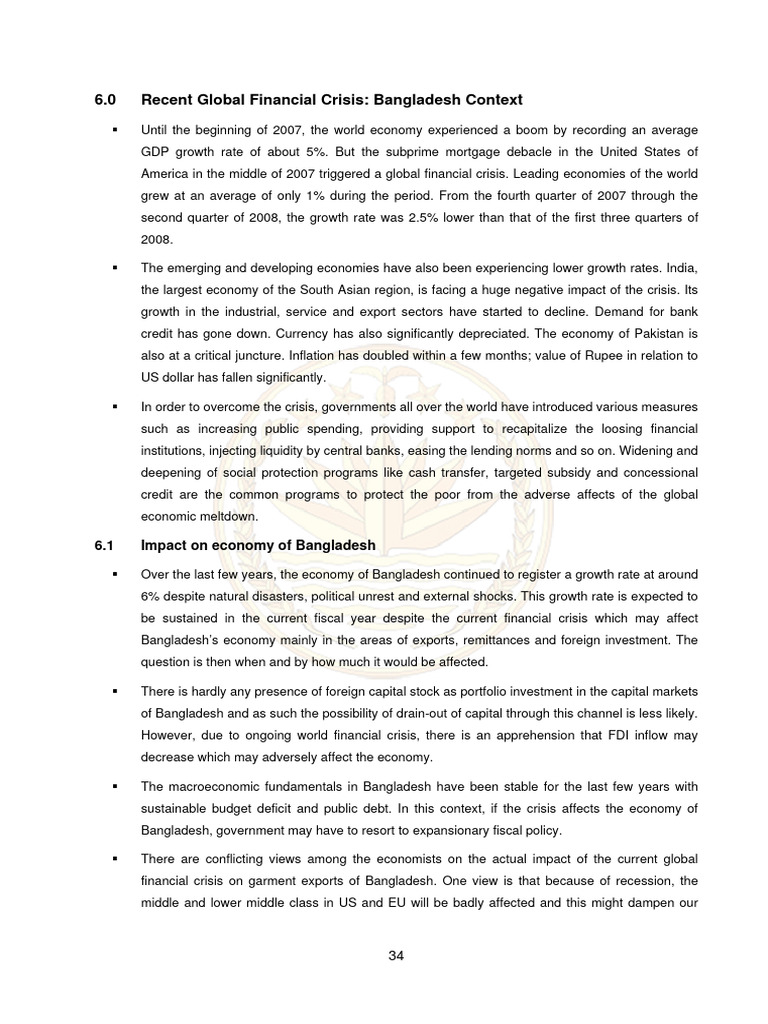 Bangladesh's Economy Amid Global Crisis | PDF | Economic Growth | Economies