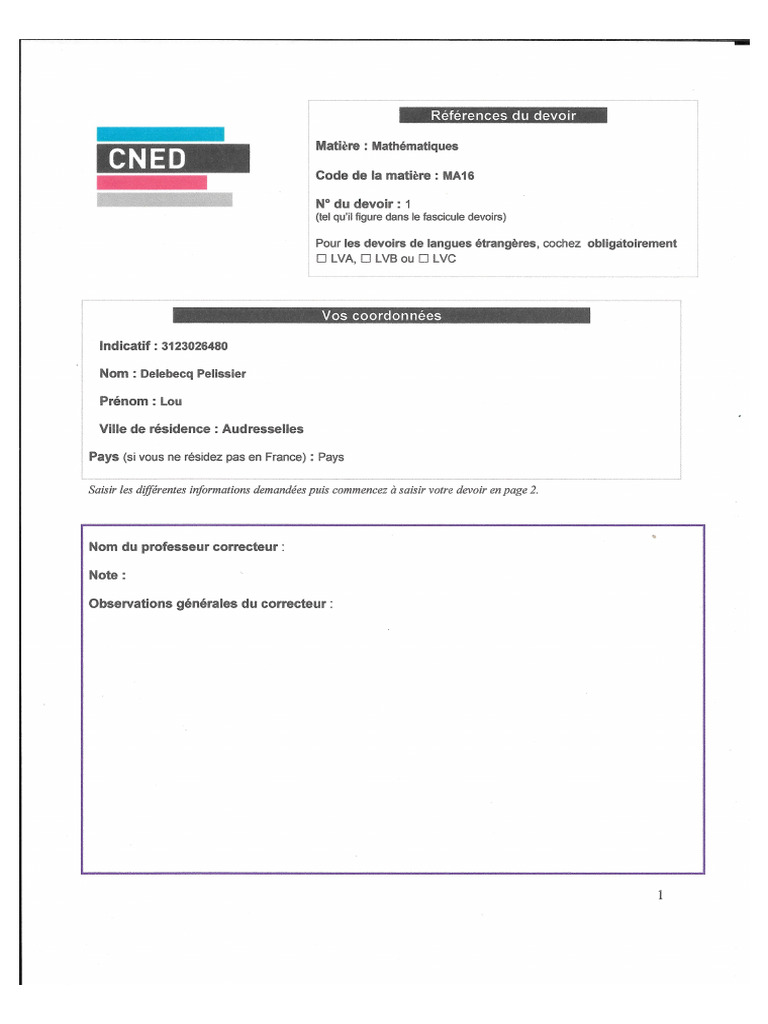 devoir proba cned maths | PDF