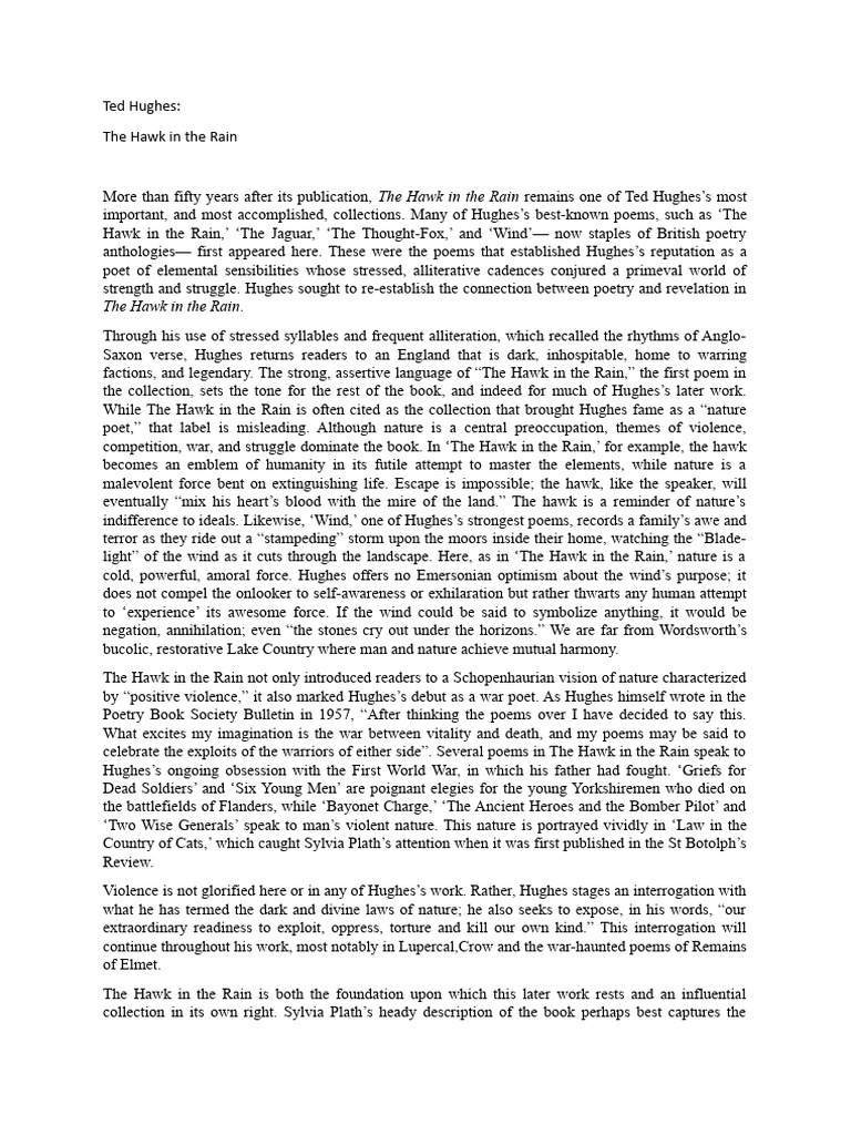 Ted Hughes | PDF | Poetry