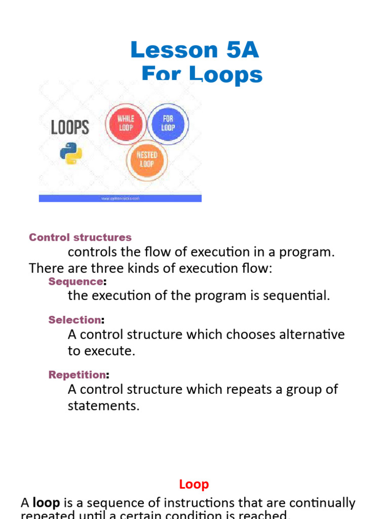 Lesson 5A For Loops | PDF
