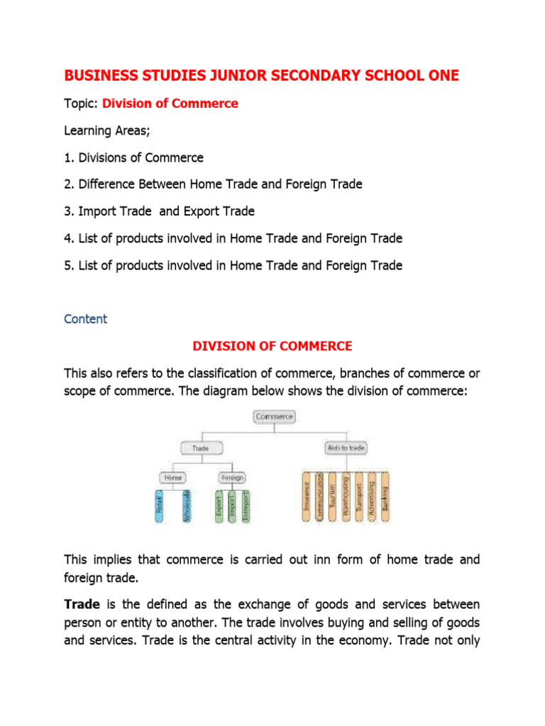 Division of Commerce Explained | PDF | Commerce | Trade