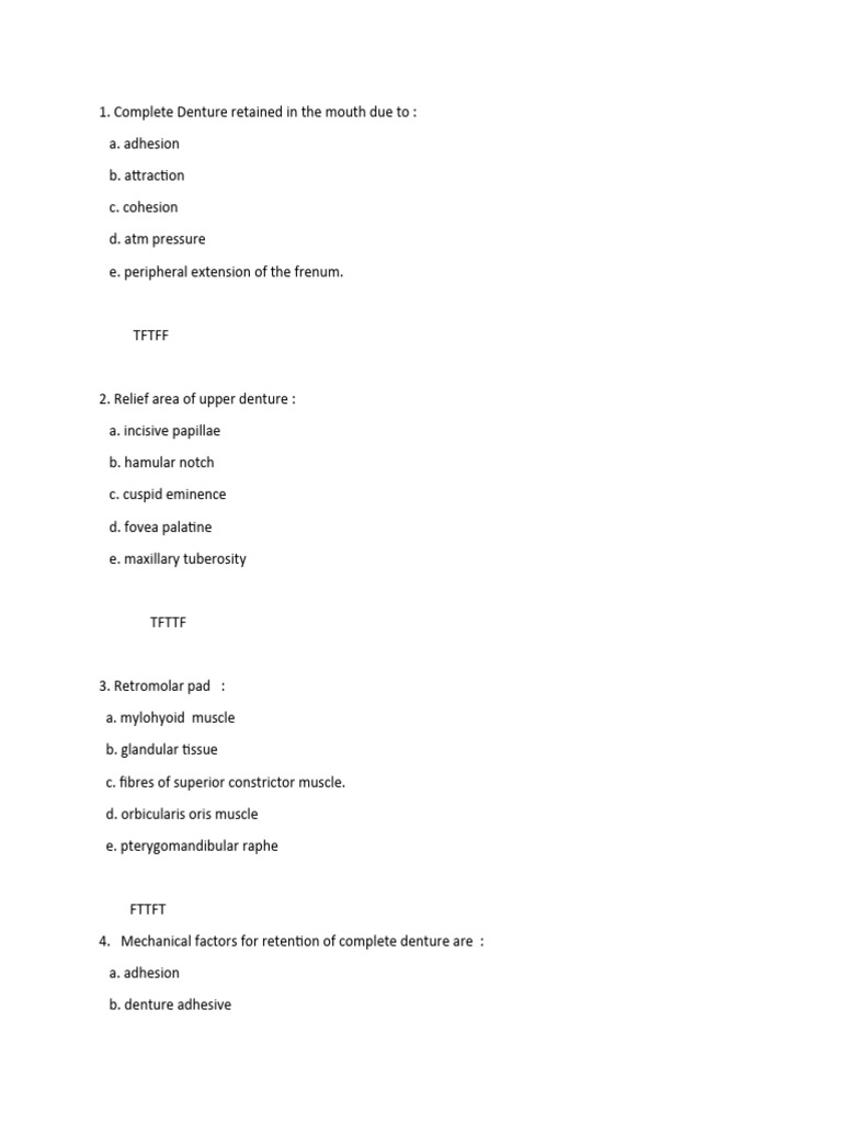 MCQ of The Prostho | PDF