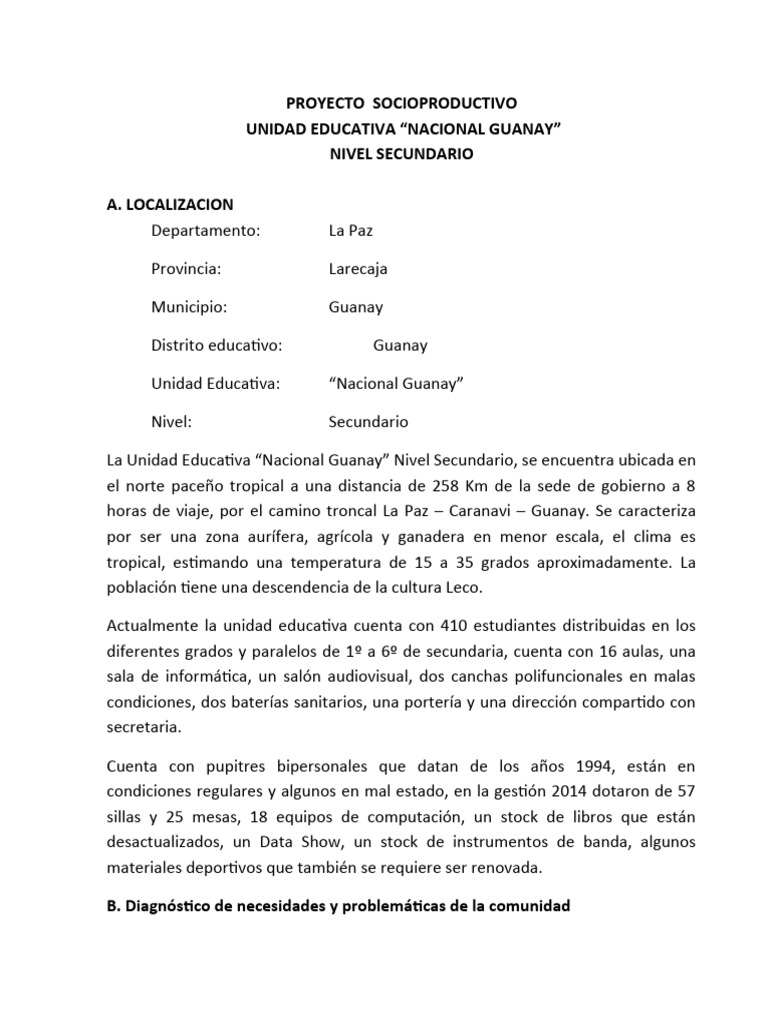 PROYECTO SOCIOPRODUCTIVO BORRADOR | PDF | Evaluación