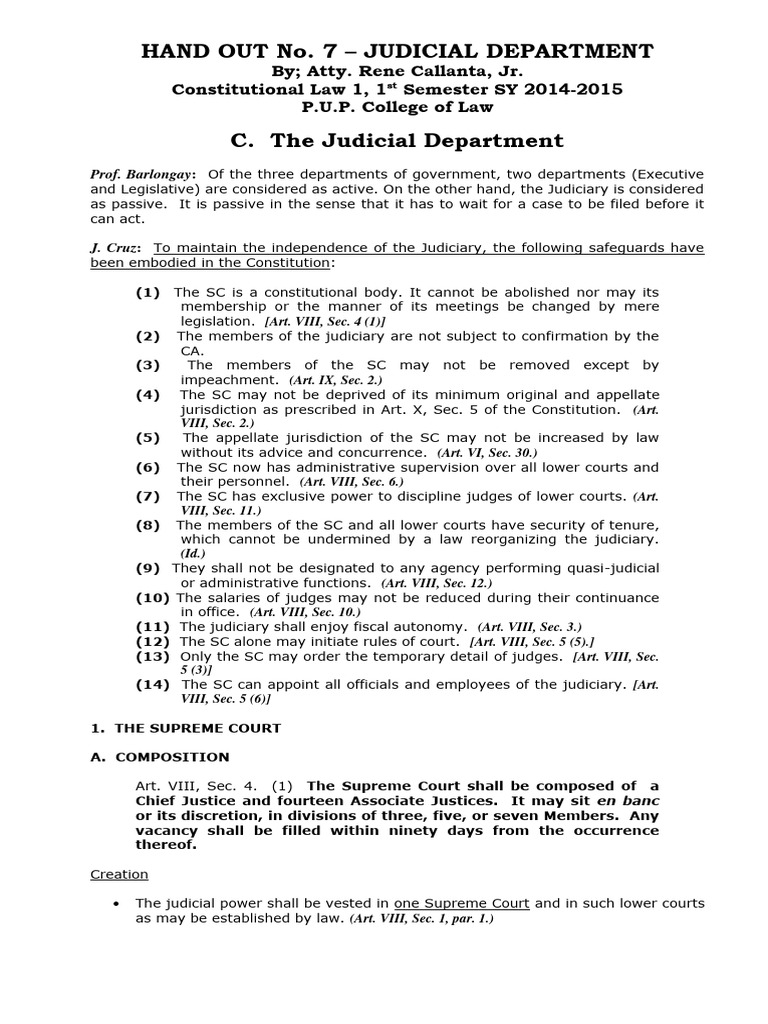 HO 7 Judicial Department | PDF | Impeachment | Supreme Court Of The ...