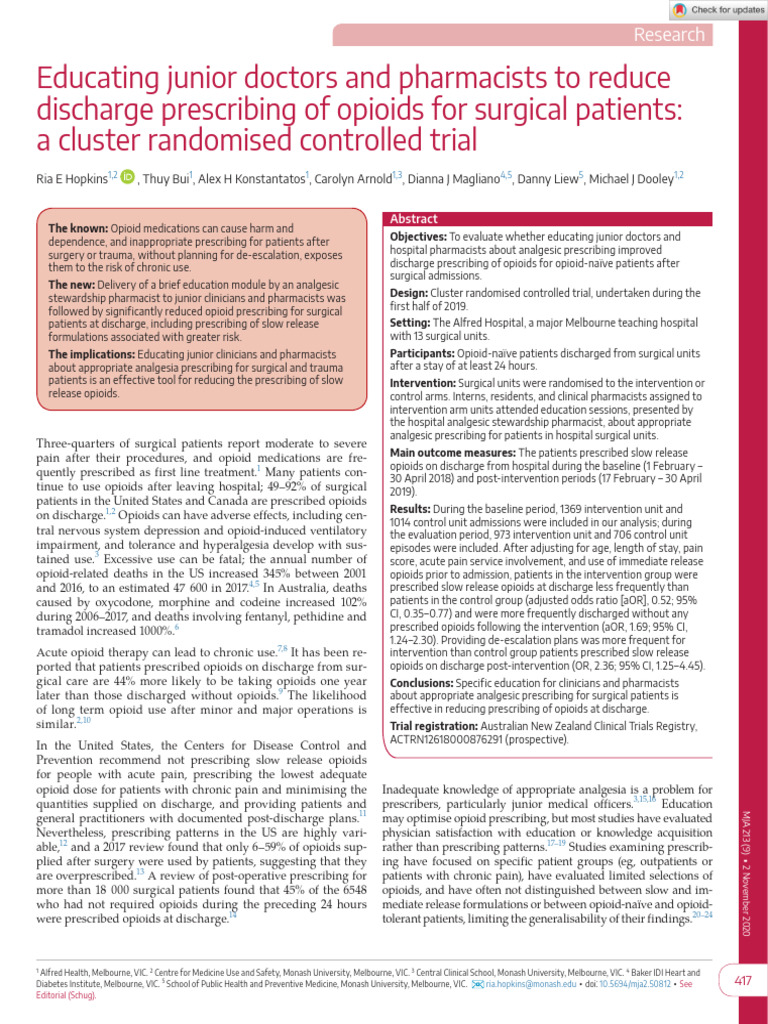 Medical Journal of Australia - 2020 - Hopkins - Educating Junior ...