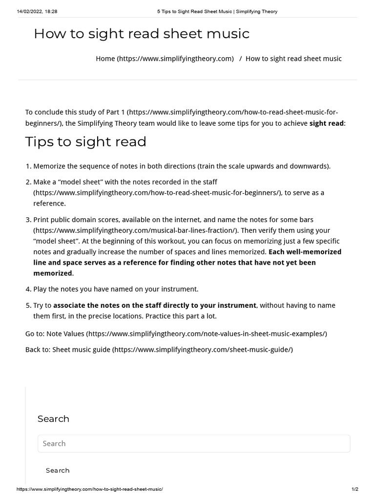 5 Tips To Sight Read Sheet Music - Simplifying Theory | PDF 5 Tips To Sight Read Sheet Music - Simplifying Theory | PDF
