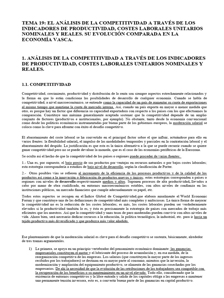 Tema 7 Análisis de Competitividad | PDF | Economias | Negocios económicos