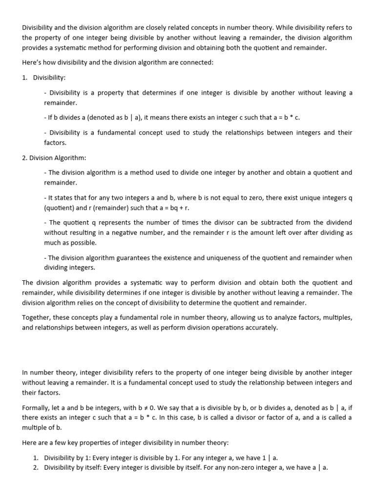 Division and The Divisibility Algorithm | PDF | Division (Mathematics ... Division and The Divisibility Algorithm | PDF | Division (Mathematics ...