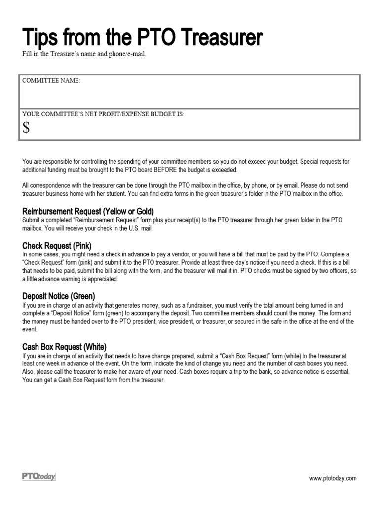 Tips From The PTO Treasurer-Word Vers | PDF | Economies