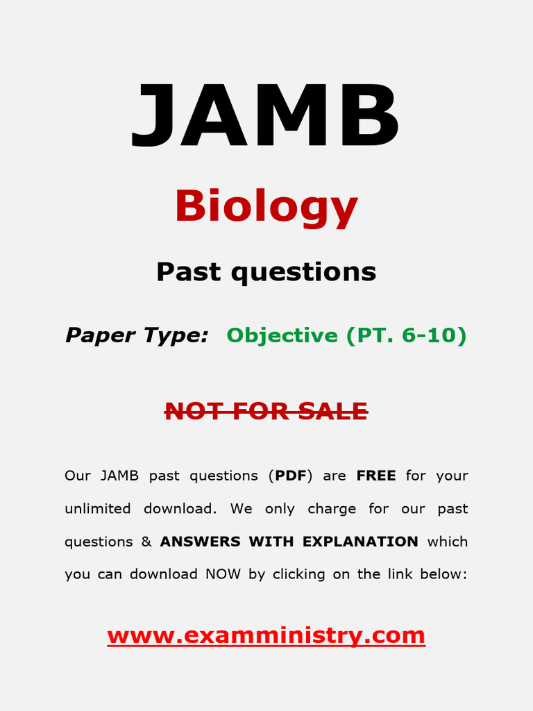 Jamb Biology Past Questions and Answers PDF | PDF | Plants | Soil