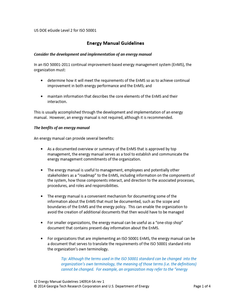 L2 SAdoc - Energy Manual Guidelines | PDF | International Organization ...