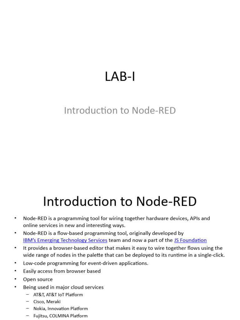 Class I Introduction To Node Red | PDF | Software Development | Computer Science